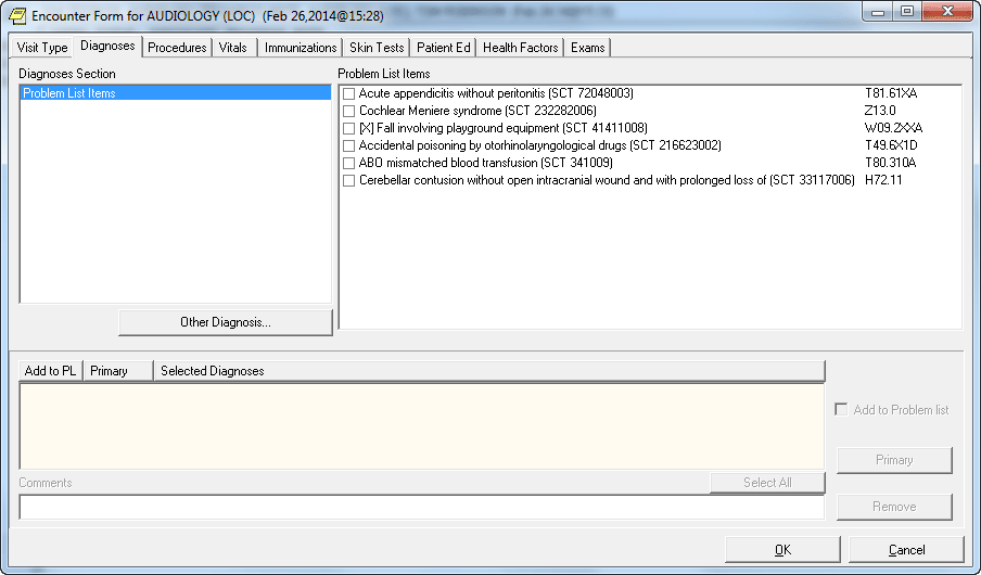 Entering Encounter Form Data